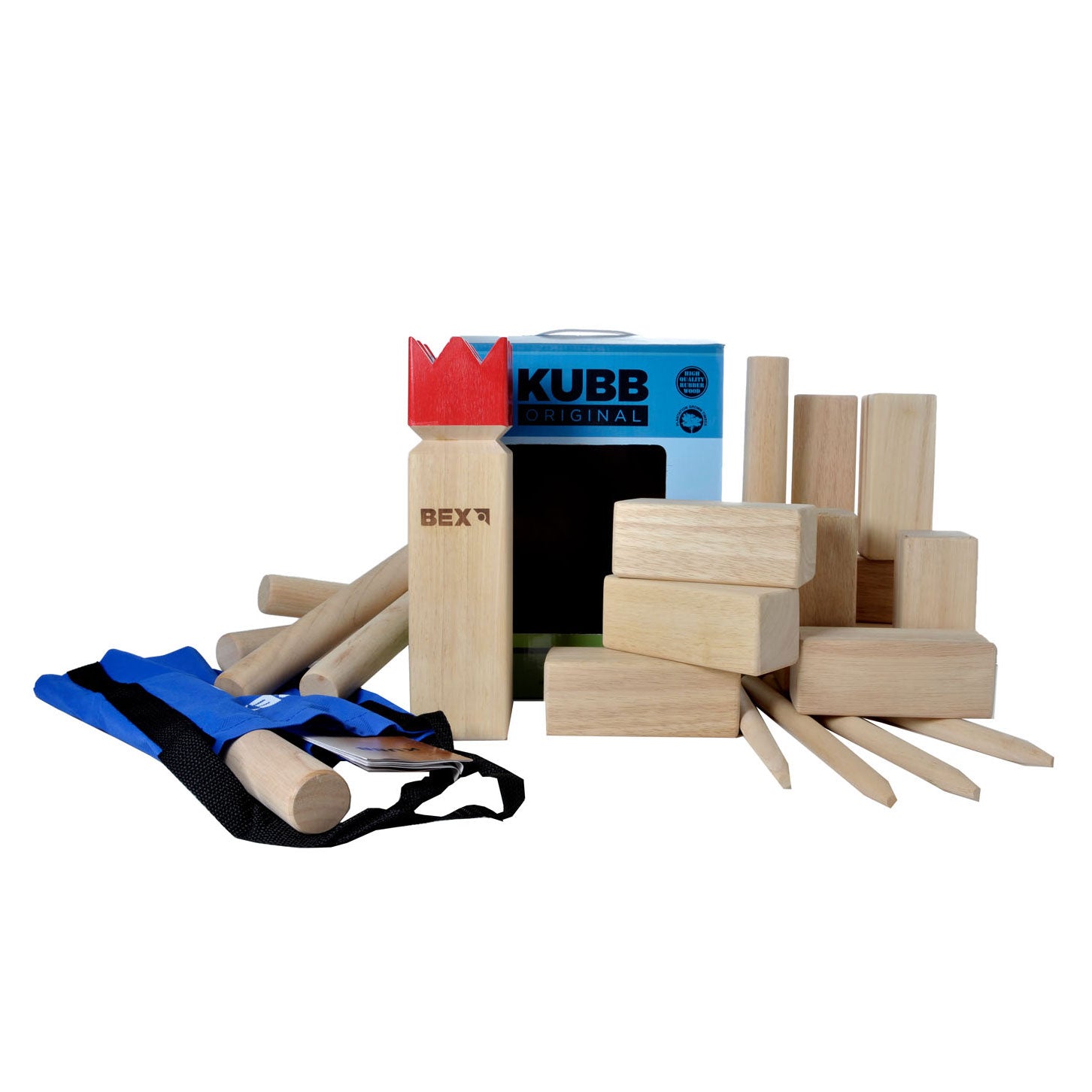 Kubb original rubberhout met rode koning – fietsaccessoires.nl