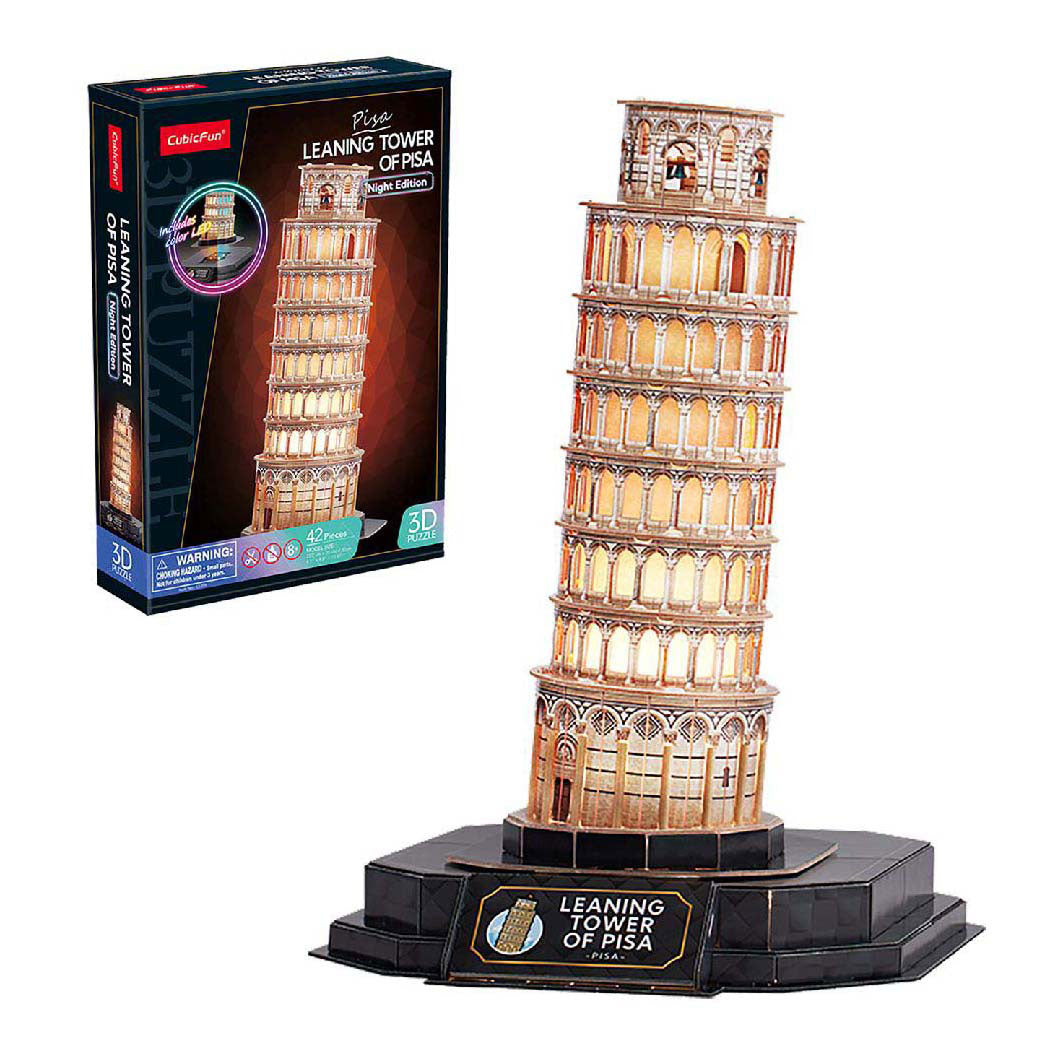 Cubic fun 3d puzzel toren van pisa met led verlichting – fietsaccessoires.nl