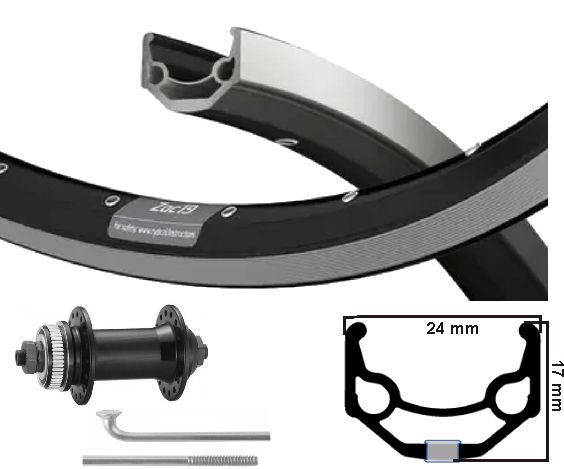 Kgs voorwiel 28inch (622) velg zwart-zilver centerlock ...