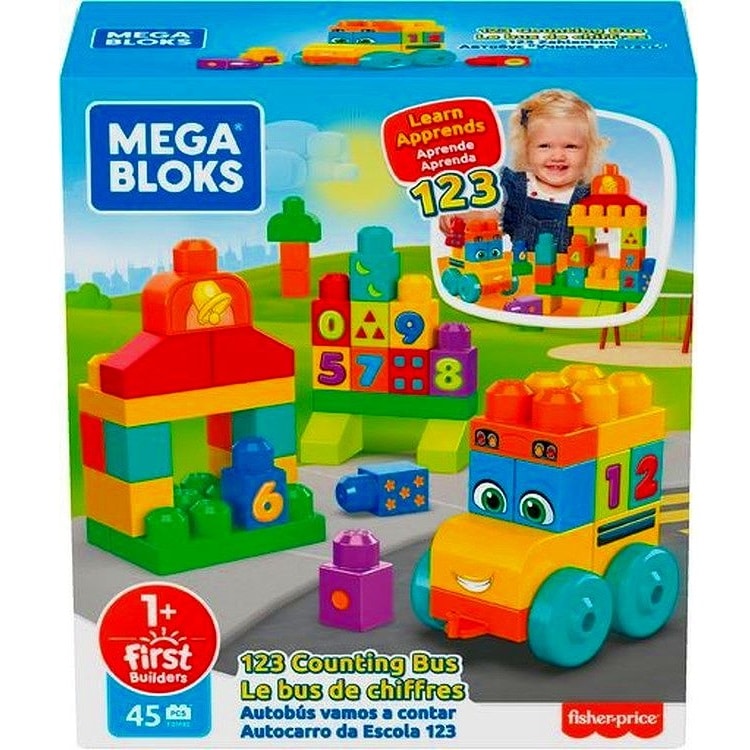Mattel mega bloks 1-2-3 tel bus met diverse blokken met ...
