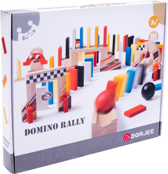 Dorjee Rally Dominostenen Houten Speelset 115-delig – fietsaccessoires.nl